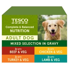 Tesco Dog Pouch Chunks In Gravy 12 X100g - Tesco Groceries