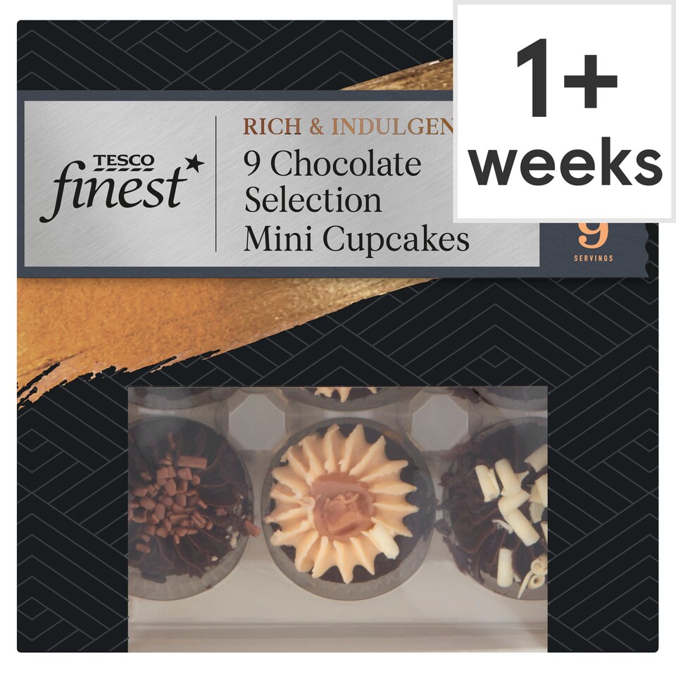 Tesco Finest 9 Chocolate Selection Mini Cupcakes - Tesco Groceries