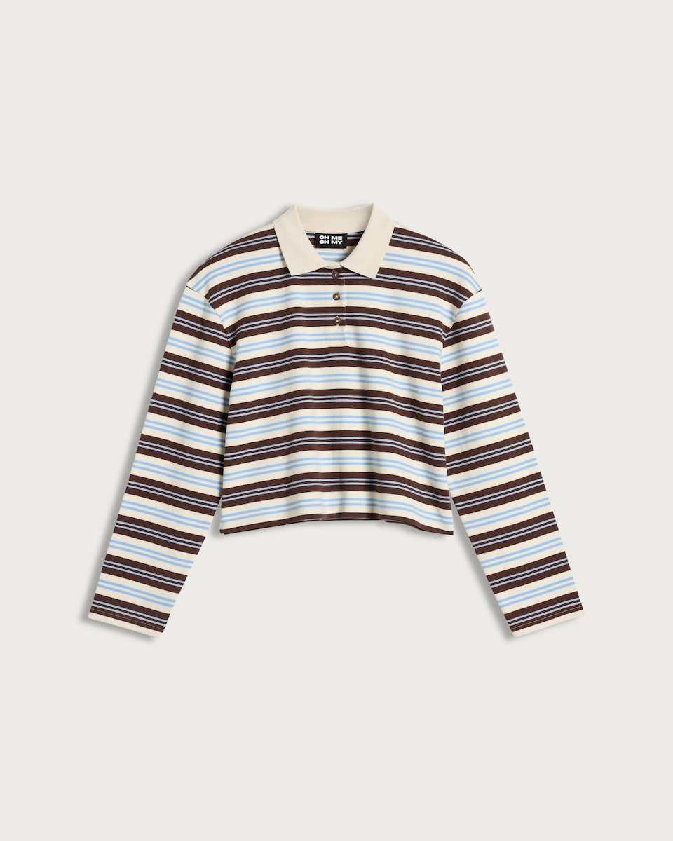OH ME OH MY Pure Cotton Stripe Print Long Sleeved Rugby Top in ...