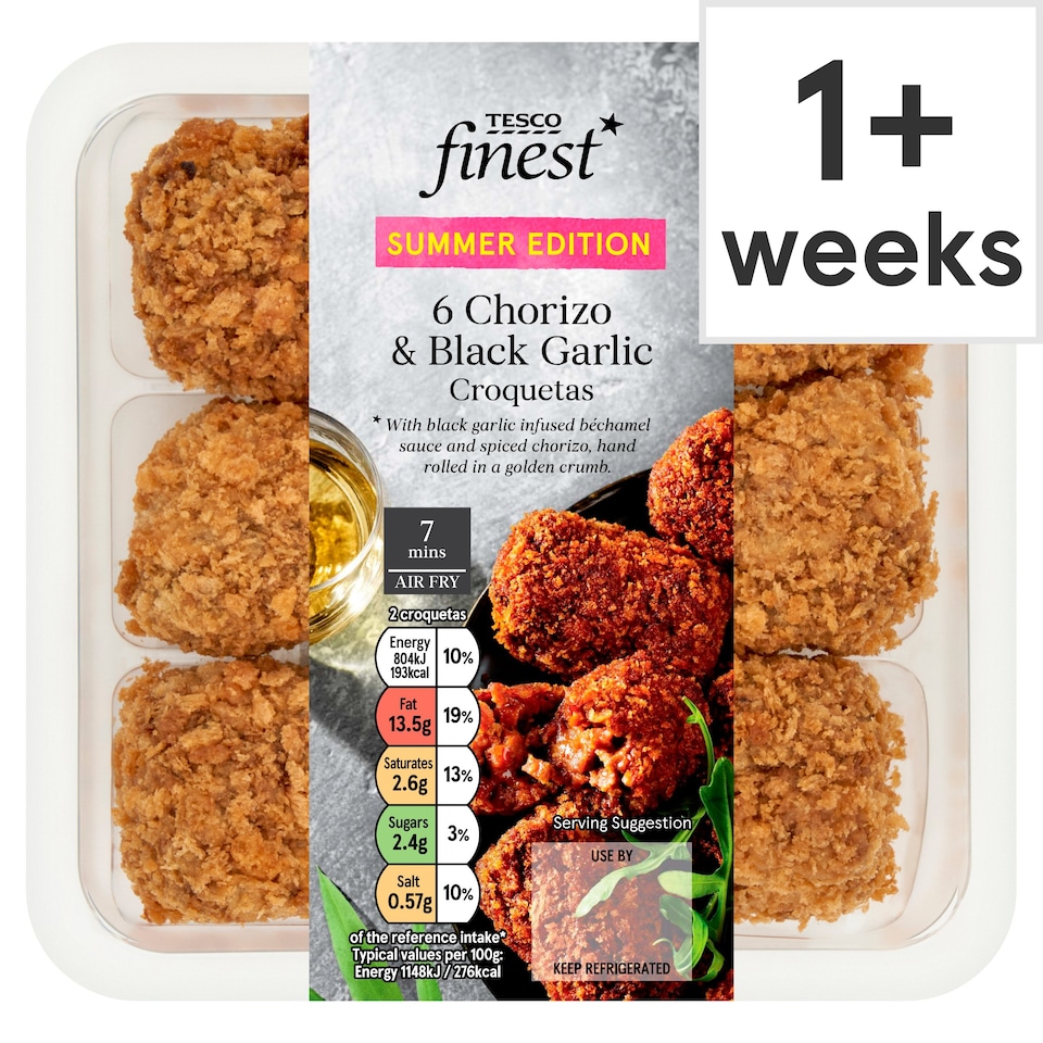 Tesco Finest Chorizo & Black Garlic Croquetas 210g - Tesco Groceries