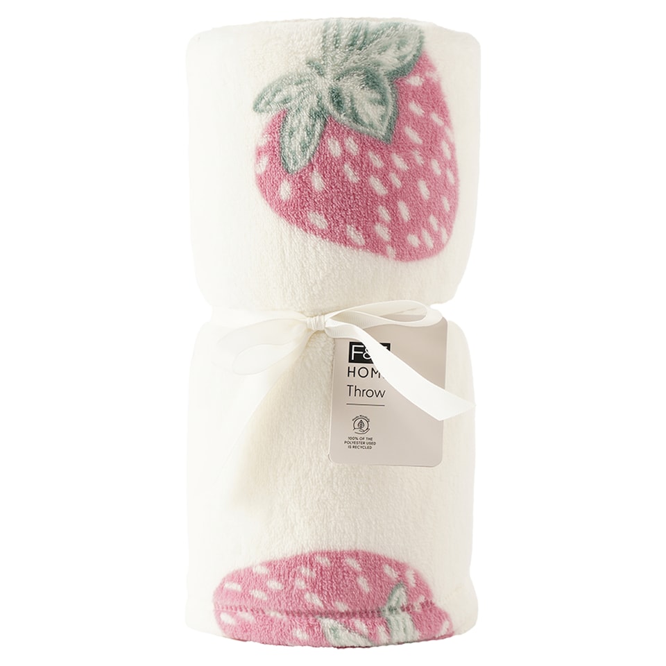 F&F Home Strawberry printed Throw - Tesco Groceries