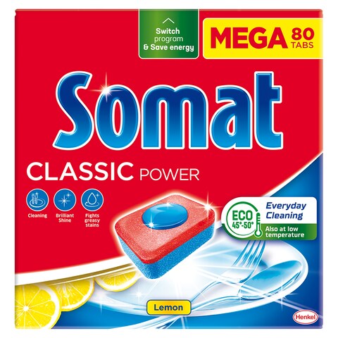 Somat Classic Lemon Dishwasher Tablet 80 pcs 1328 g - Tesco Groceries