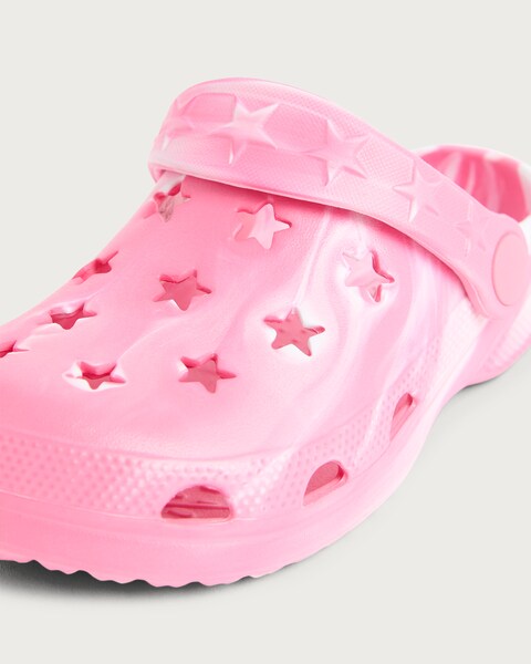 F&F Girls Marble Star Cut-Out Clogs in Pink - Tesco Groceries