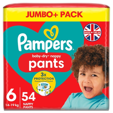 Pampers Baby Dry Nappy Pants Size 6 Jumbo+ 54 Pack - Tesco Groceries