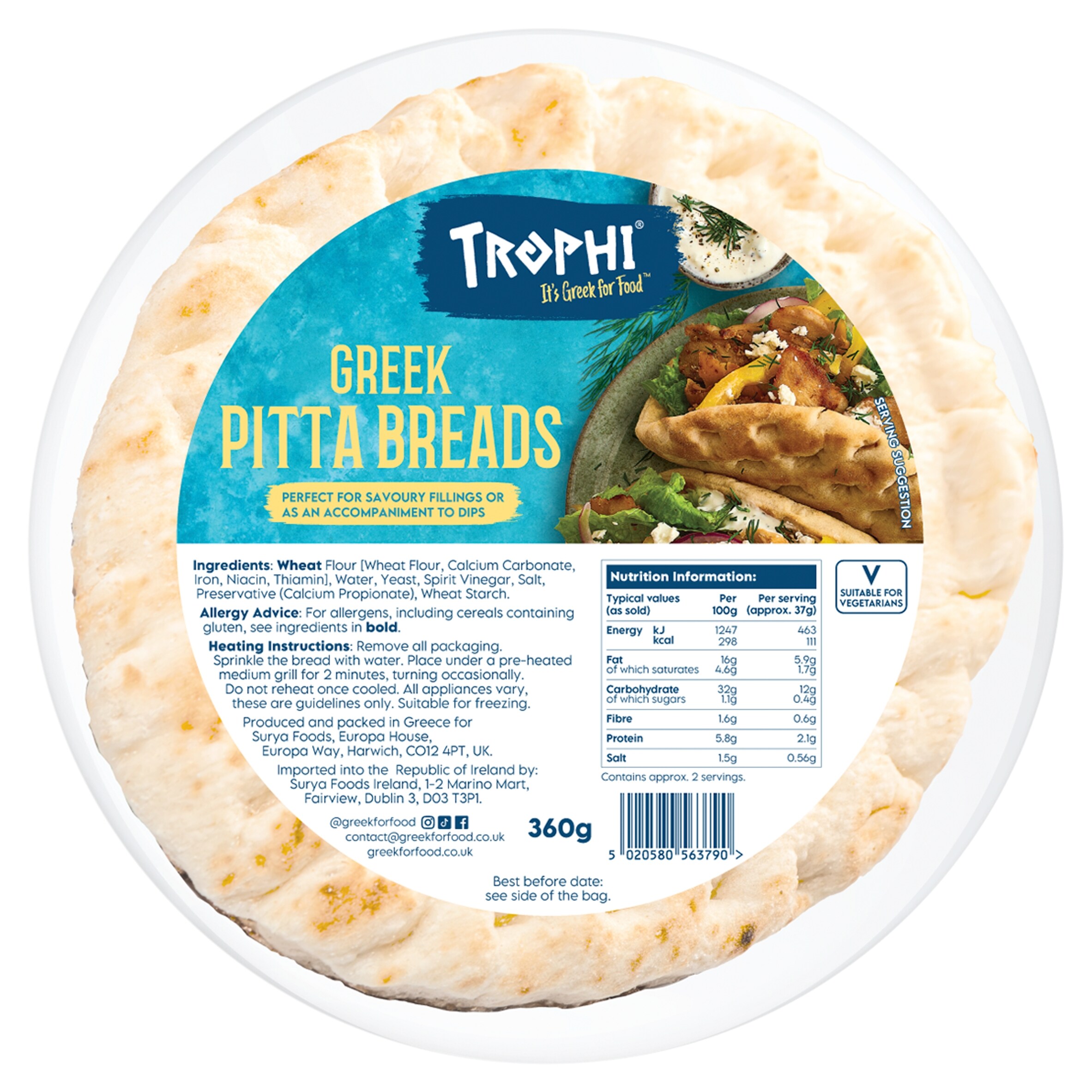 Trophi Greek Pitta Breads 360g - Tesco Groceries