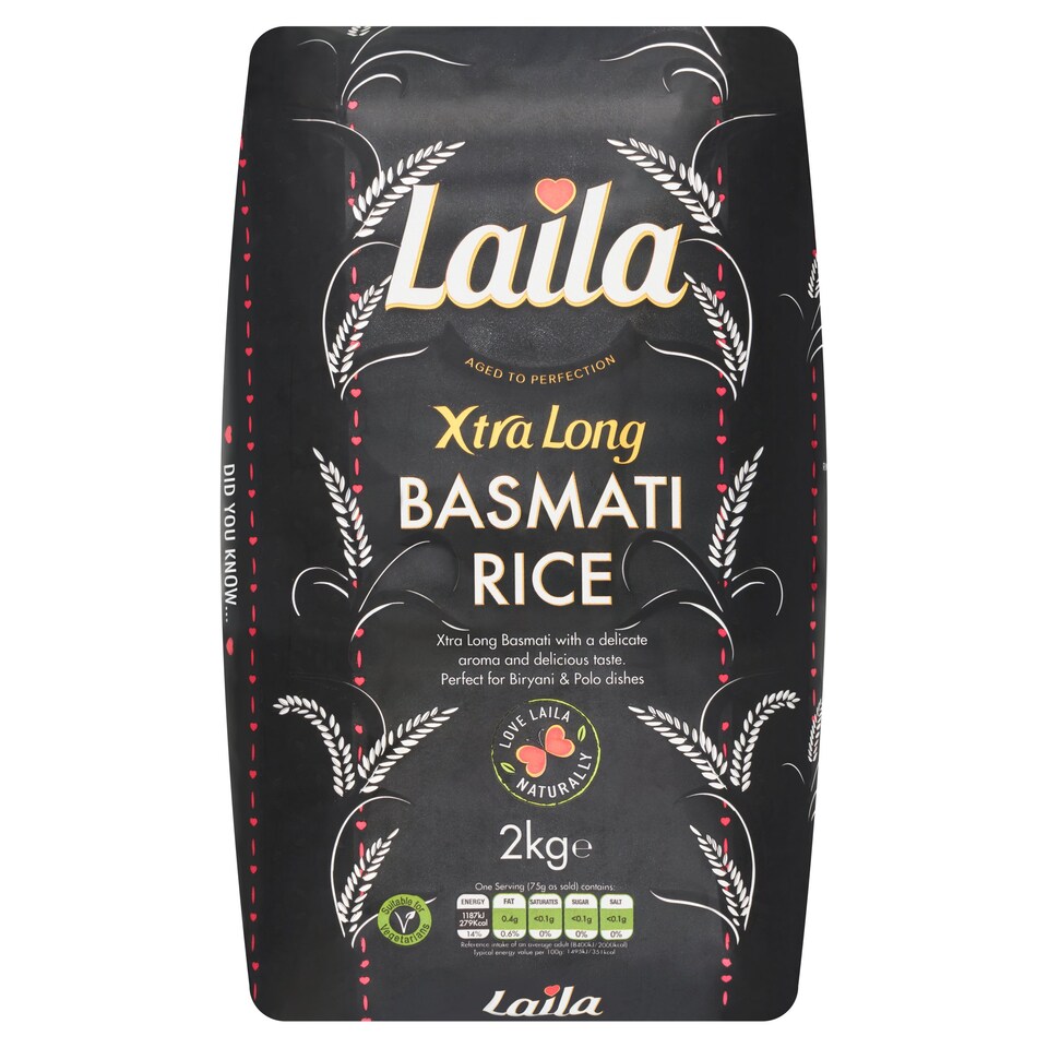 Laila Xtra Long Basmati Rice 2Kg - Tesco Groceries