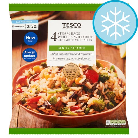 Tesco 4 Steam Bags Rice With Mixed Vegetables 600g - Tesco Groceries