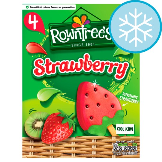 Rowntrees Strawberry Lollies 4X73ml - Tesco Groceries