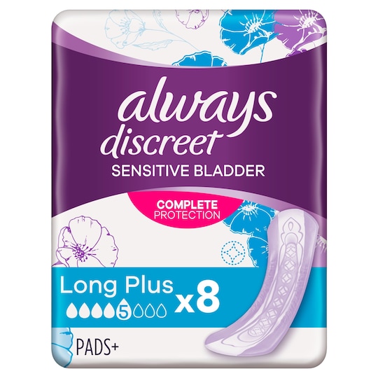 Always Discreet Long Plus Incontinence Pads 8 Pack - Tesco Groceries