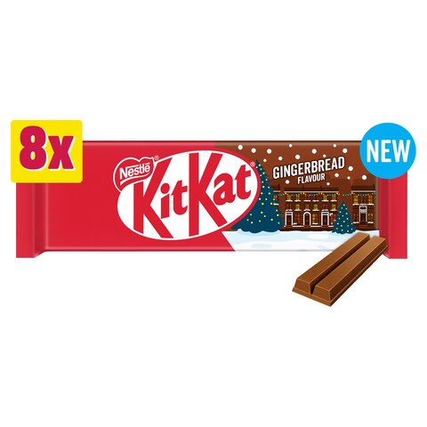 Kit Kat 2 Finger Gingerbread Chocolate Bar Multipack, 8 Pack 20.7g ...