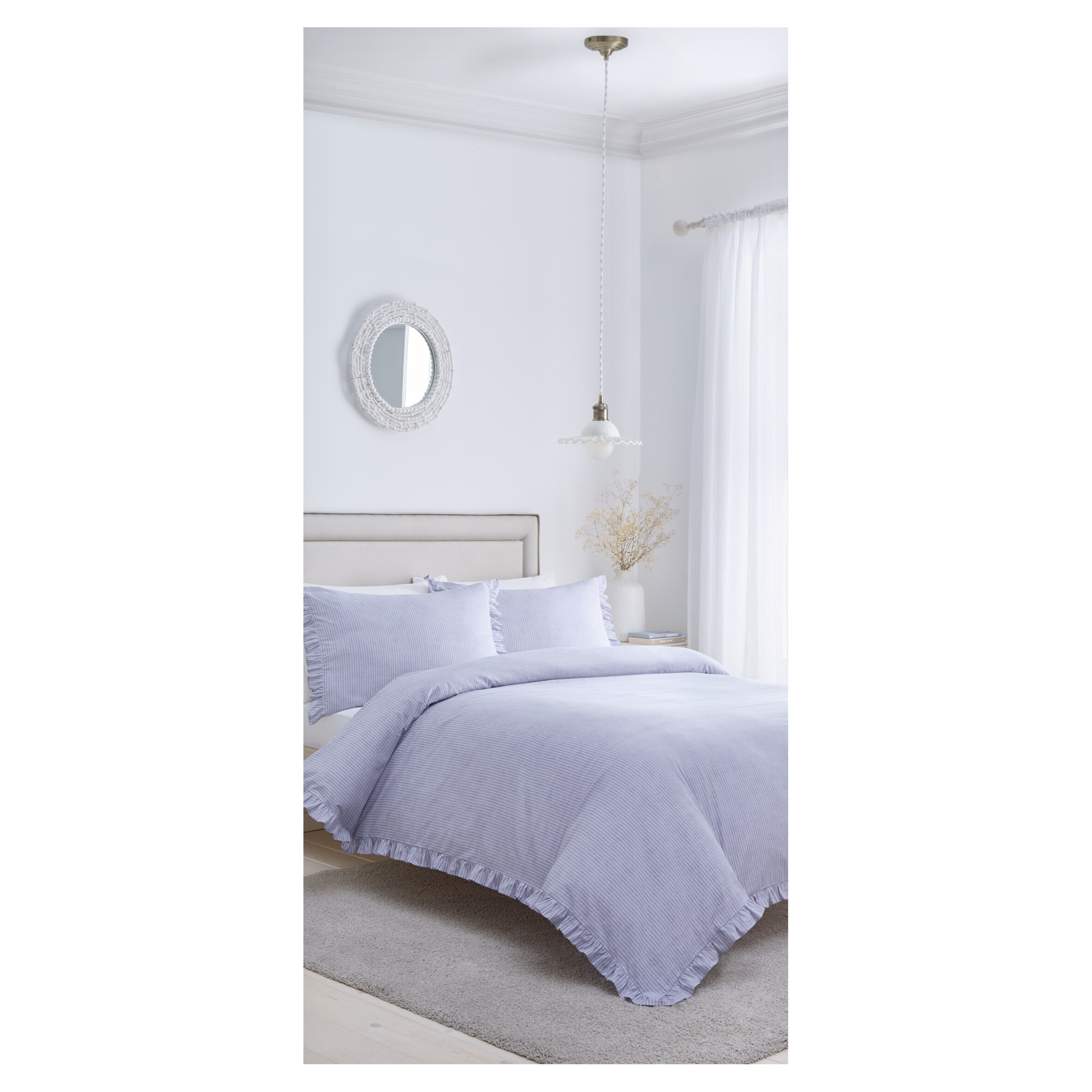 West Park Retreat Blue Stripe Frill Duvet King 180 Thread count - Tesco ...