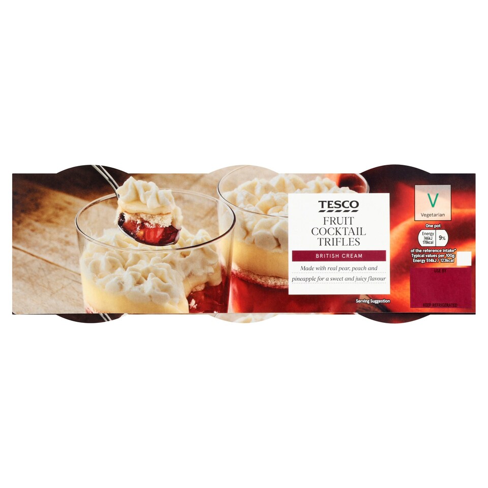 Tesco Fruit Cocktail Trifle 3 X 145G - Tesco Groceries