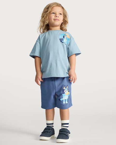 Bluey Back Print T-Shirt and Short Set in Blue - Tesco Groceries