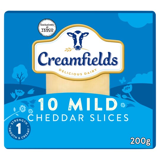 Creamfields Mild Cheddar 10 Slices 200G - Tesco Groceries