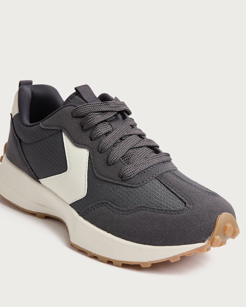 F&F Lace Up Runner Trainers in Navy - Tesco Groceries