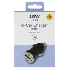 Tesco Home In-Car Charger Black with USB-A Port 2.4A - Tesco Groceries