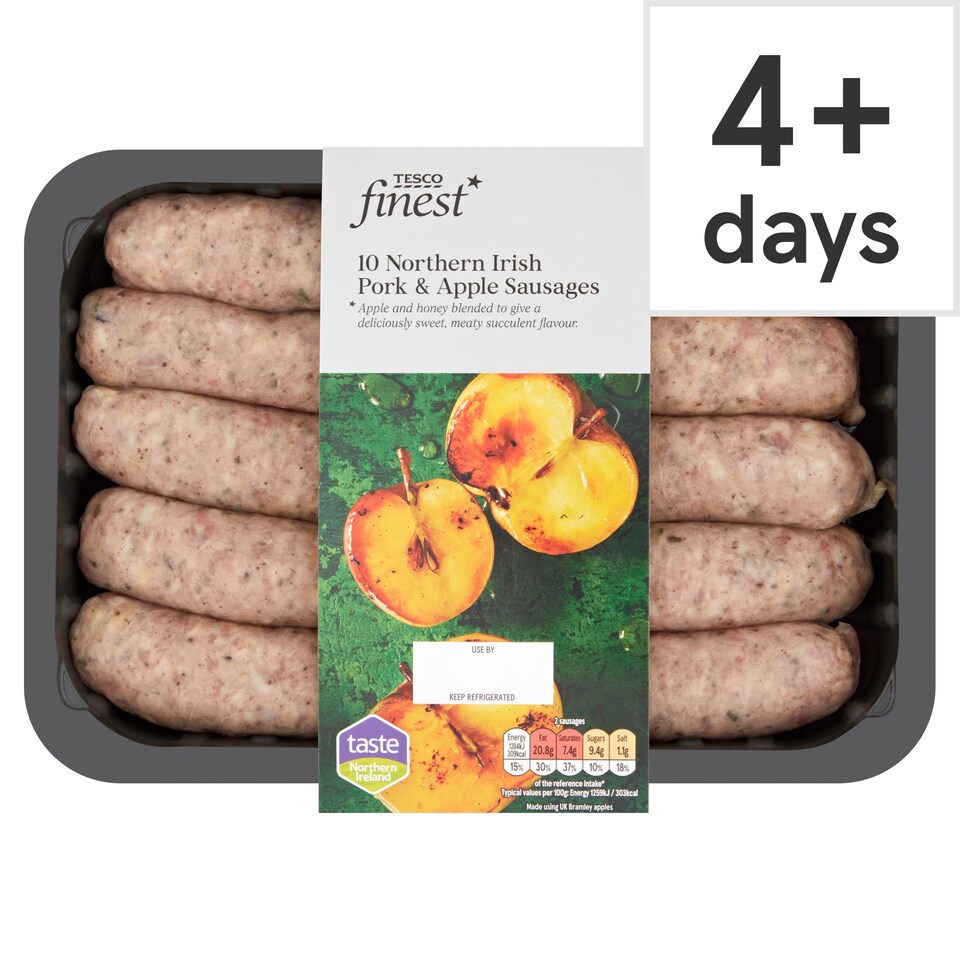 Ni Tesco Finest Pork & Apple Sausages 667G - Tesco Groceries