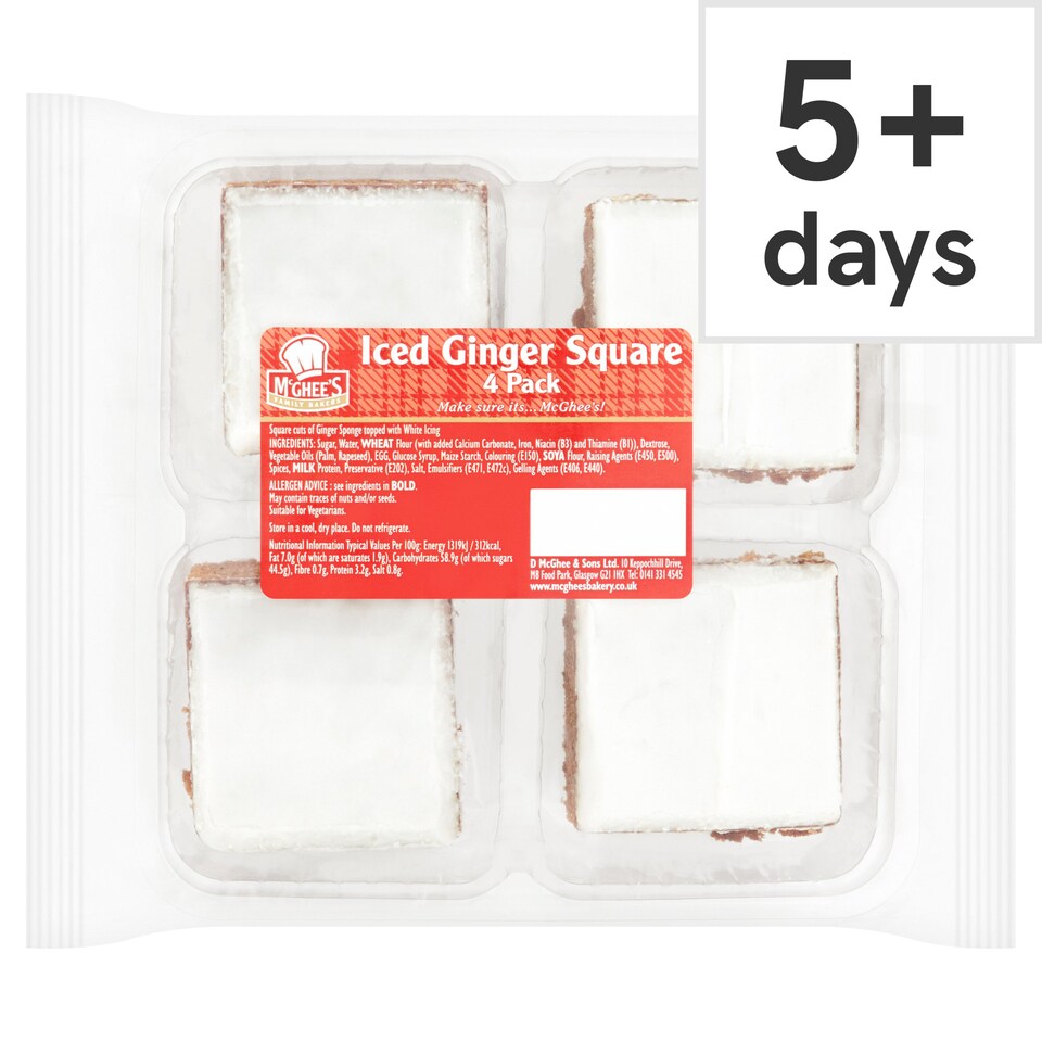 McGhee's Family Bakers Iced Ginger Square Cake 4 Pack - Tesco Groceries
