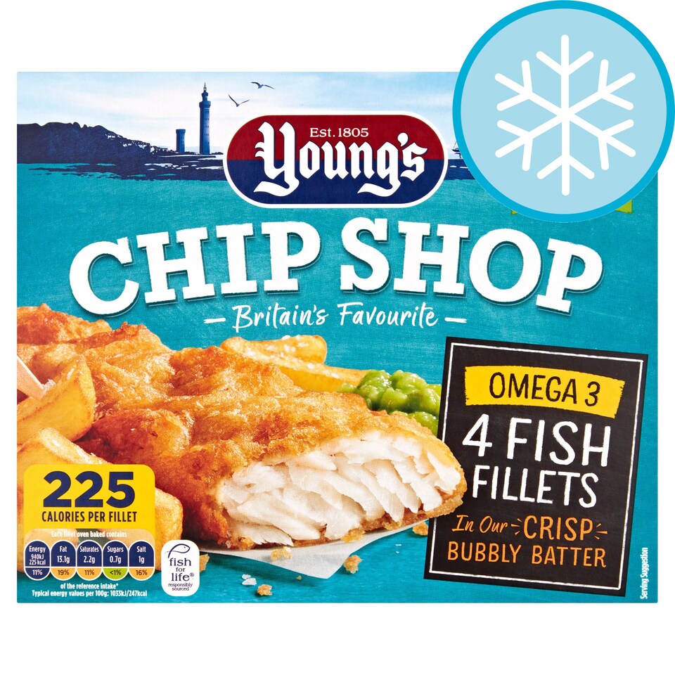 Youngs Chip Shop 4 Omega 3 Fish Fillets - Tesco Groceries