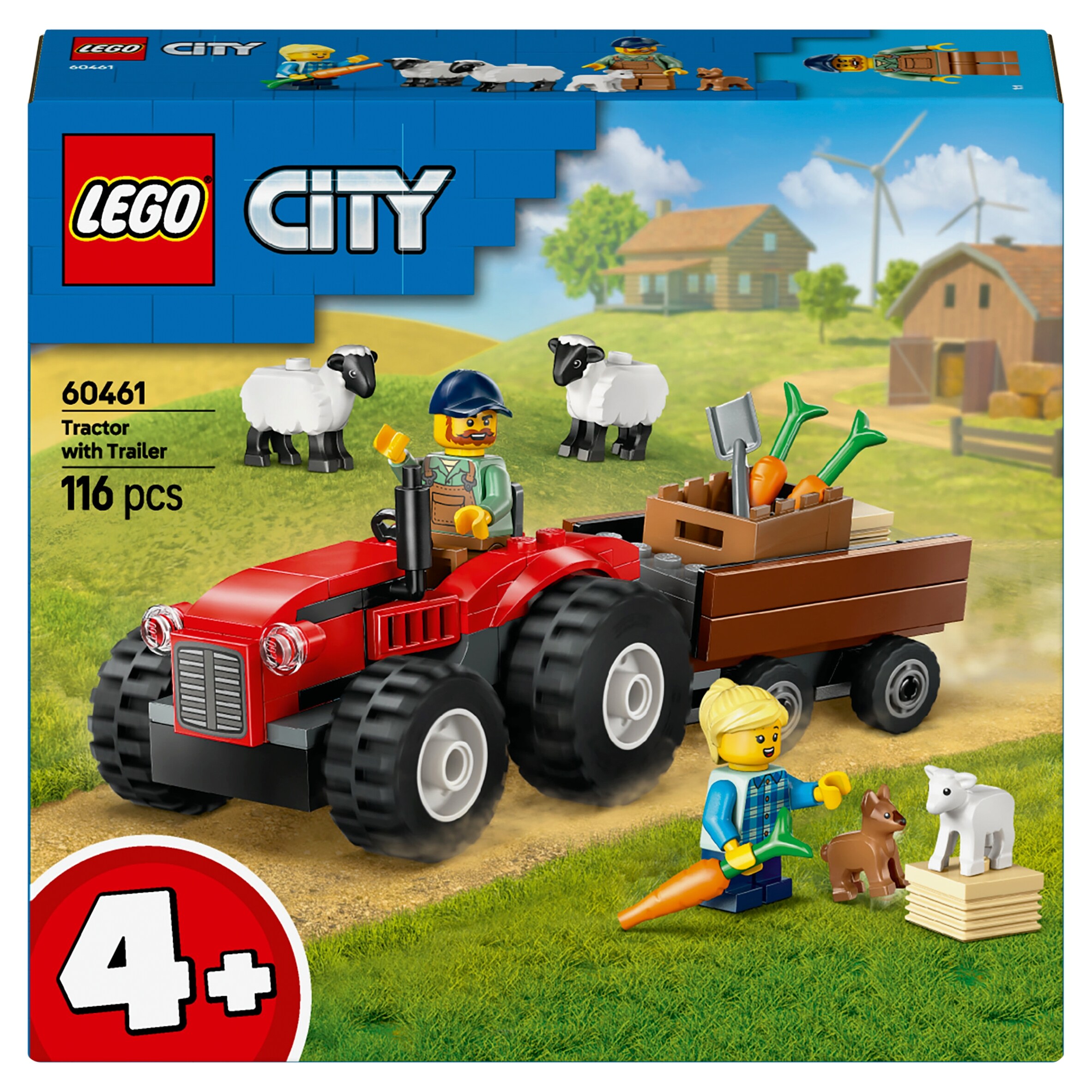 LEGO City 60461 &ervený traktor s prívesom a ovcami - Tesco Groceries