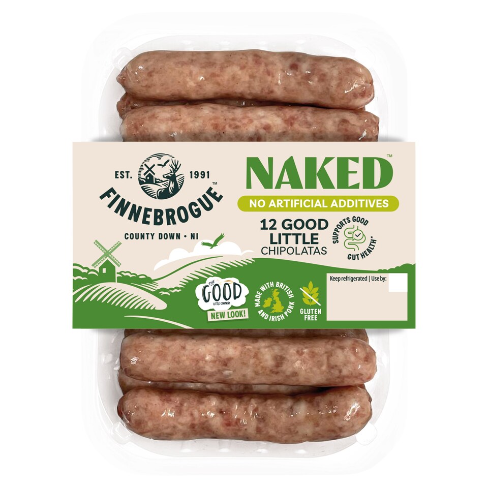 Finnebrogue Naked 12 Good Little Chipolatas 340g - Tesco Groceries