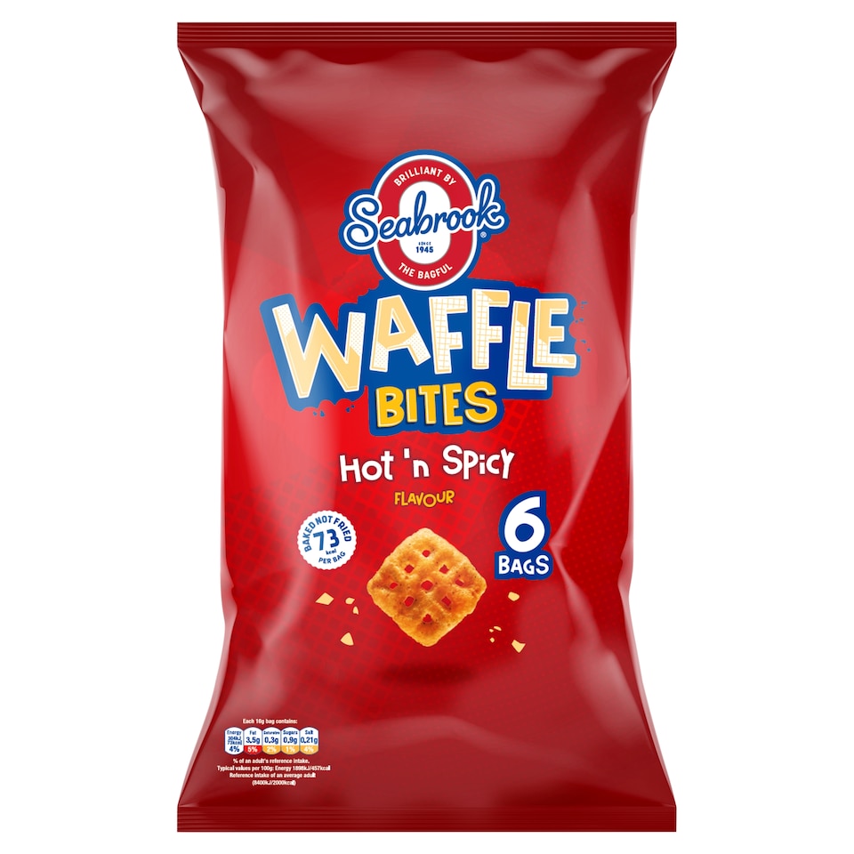 Seabrook Waffle Bites Hot & Spicy Flavour 6 x 16g - Tesco Groceries