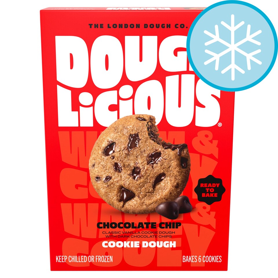 Doughlicious Ready To Bake Chocolate Chip Cookies 6 Pieces 204G - Tesco ...