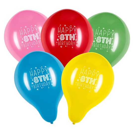 Tesco 10 Pack Happy Birthday Balloons Age 8 - Tesco Groceries