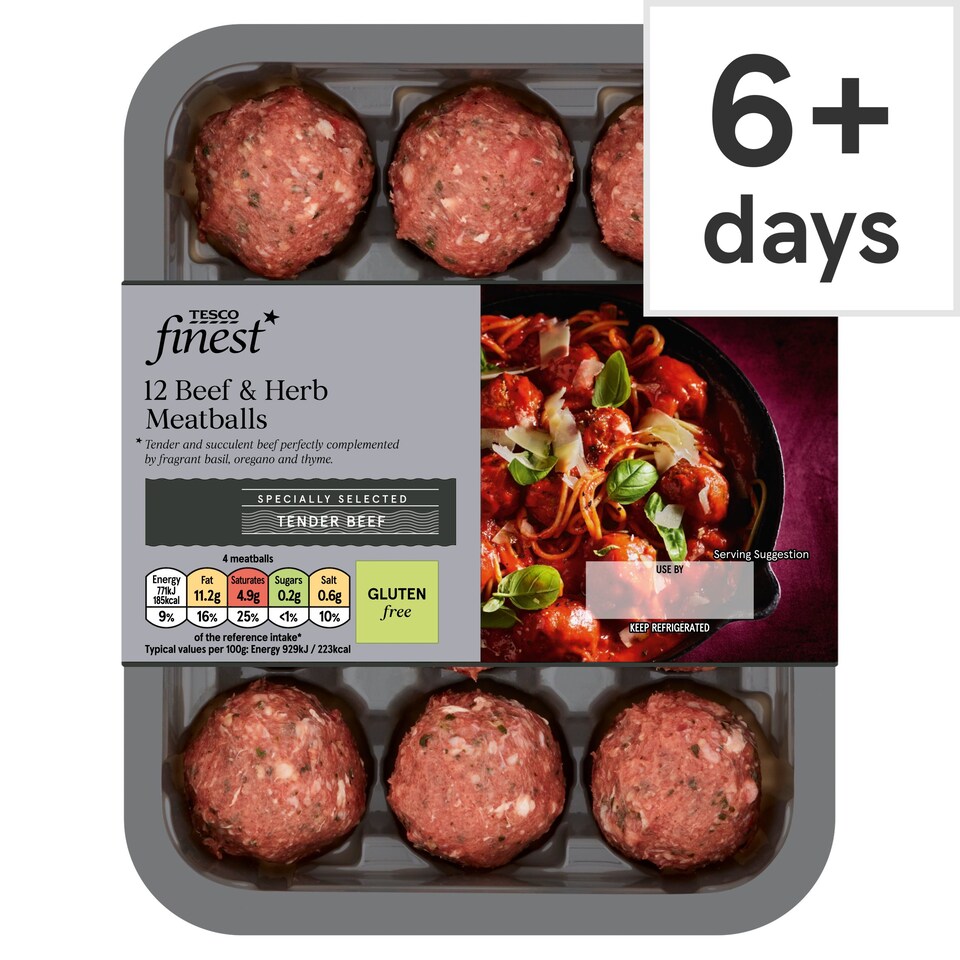 Tesco Finest 12 Beef & Herb Meatballs 336G - Tesco Groceries
