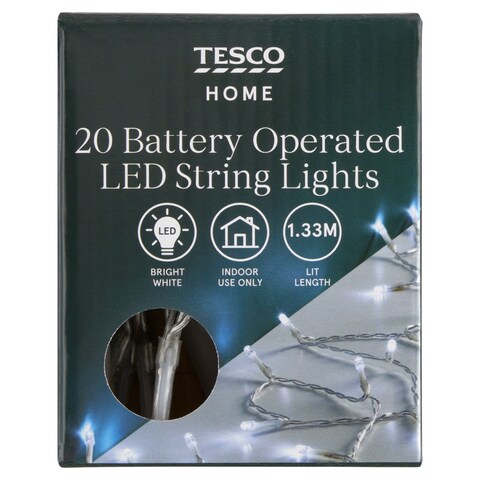 Tesco Home 20 Battery Operated LED String Lights Bright White Light ...