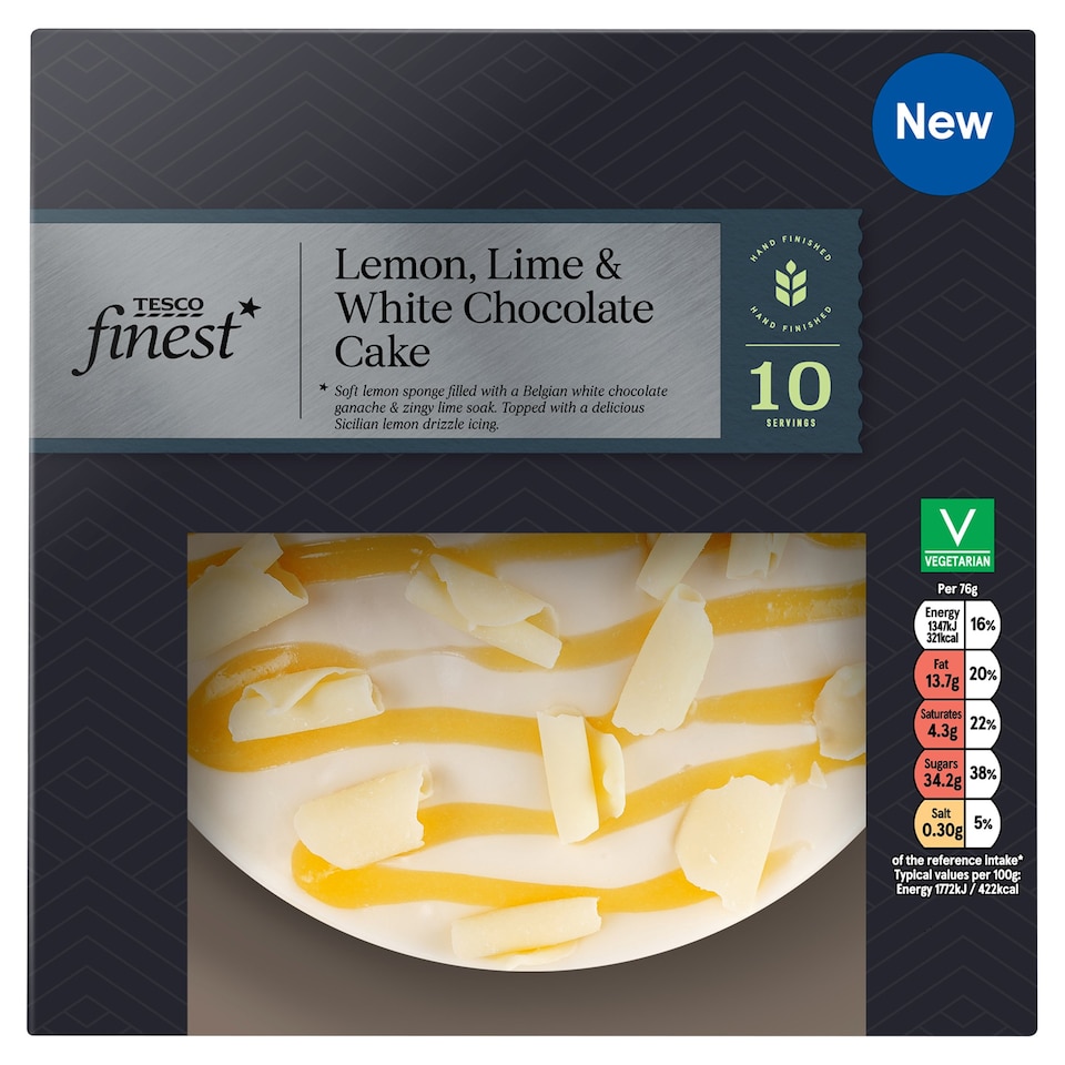 Tesco Finest Lemon Lime And White Chocolate Cake Tesco Groceries