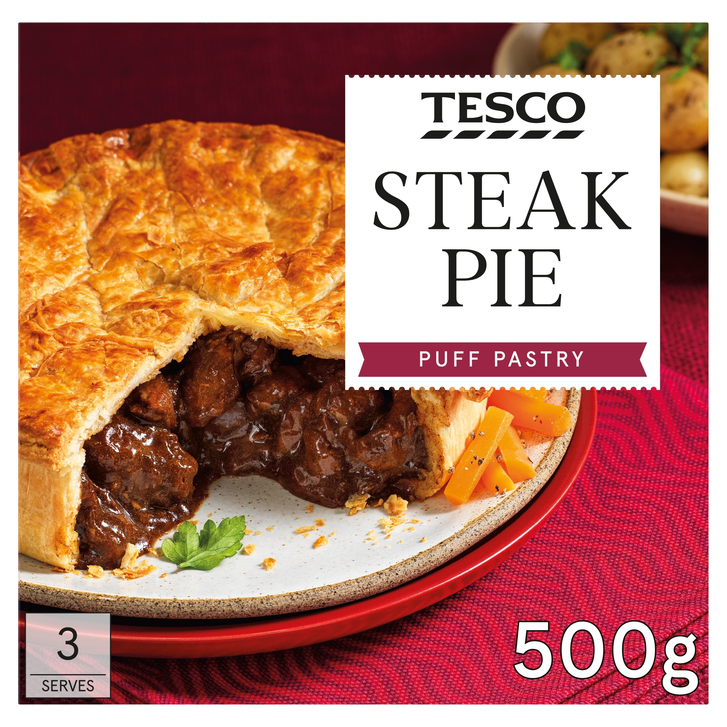Tesco Steak Puff Pastry Pie 500G - Tesco Groceries