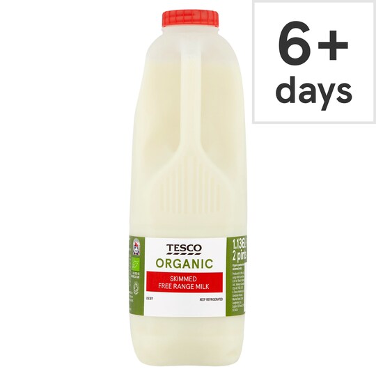 Tesco Organic Skimmed Milk 1.136L/2 Pints - Tesco Groceries