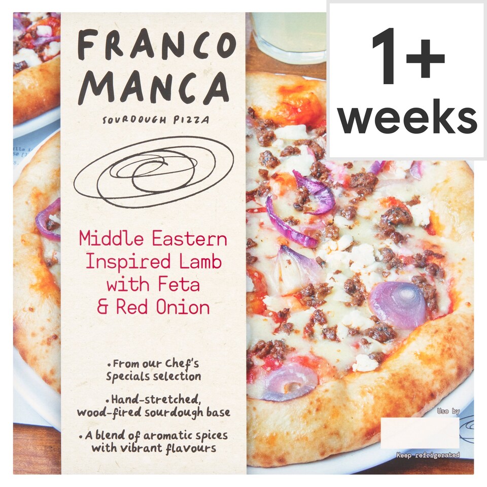 Franco Manca Middle Eastern Inspired Lamb with Feta & Red Onion pizza ...