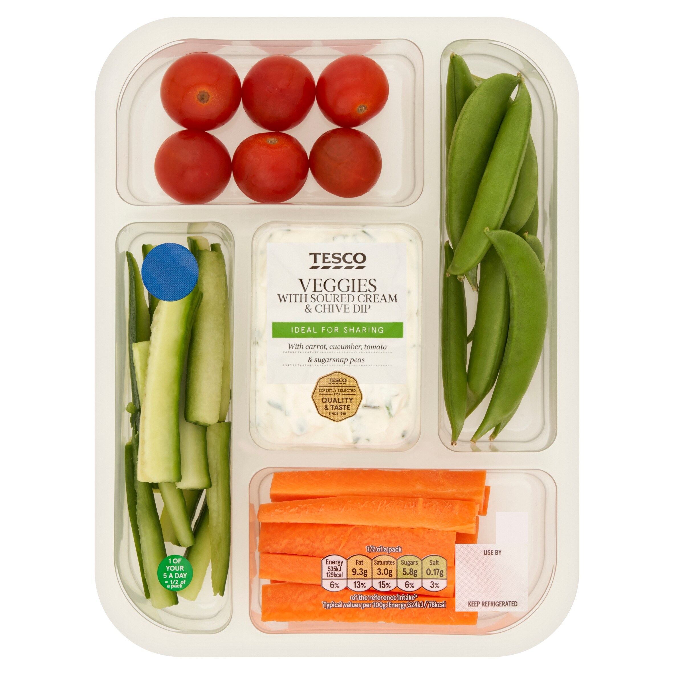 Tesco Veggies with Soured Cream & Chive Dip 330g - Tesco Groceries