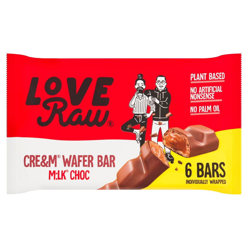 Love Raw M:Lk Chocolate Cream Wafer Bar 6X21.5G - Tesco Groceries