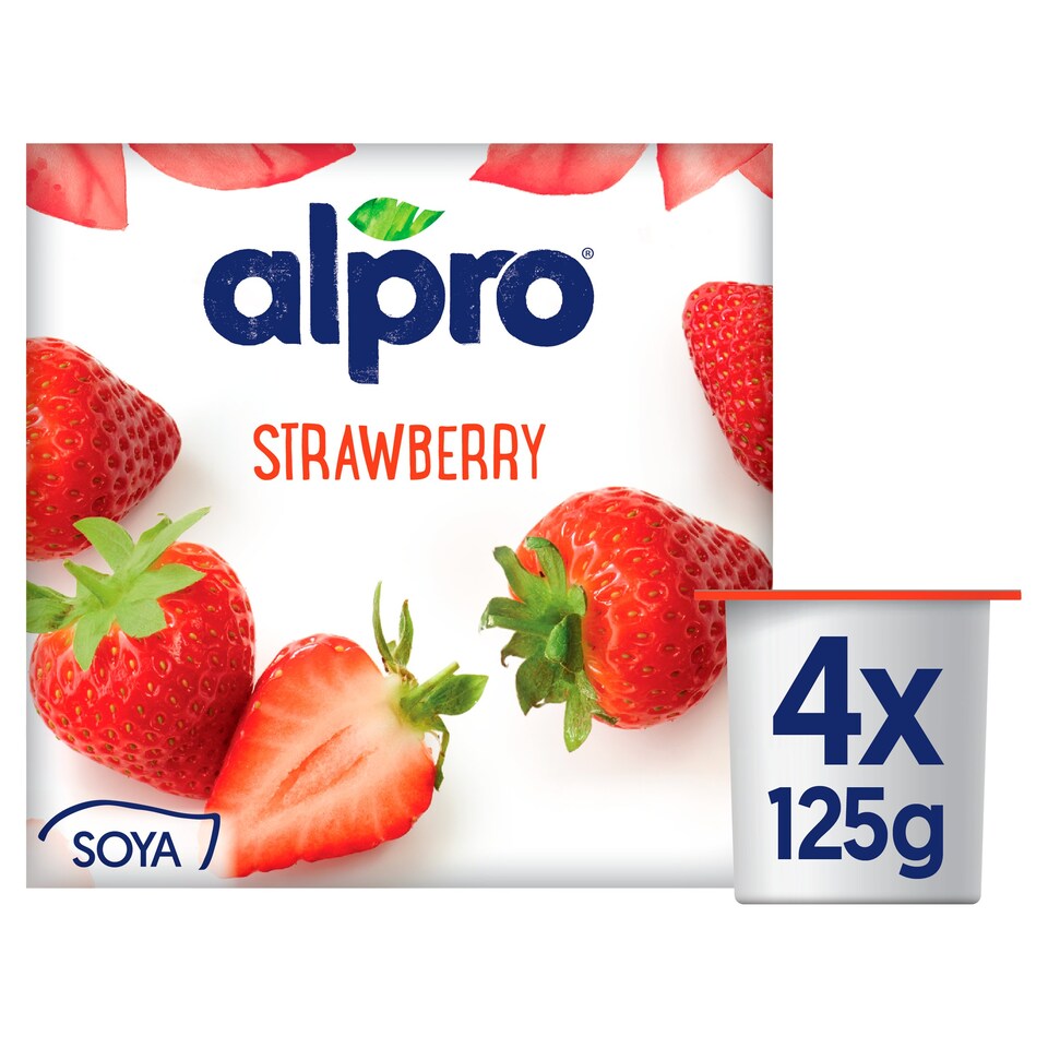 Alpro Soya Strawberry Yoghurt 4X125g - Tesco Groceries