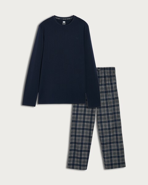 F&F Long Sleeved Top and Check Print Fleece Bottoms Pyjamas in Multi ...