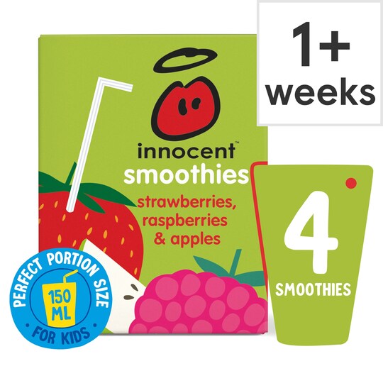 Innocent Kids Strawberry Raspberry & Apple 4X150ml - Tesco Groceries
