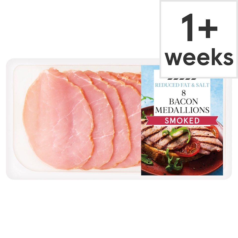 Tesco Reduced Fat & Salt 8 Bacon Smoked Medallions 240G - Tesco Groceries