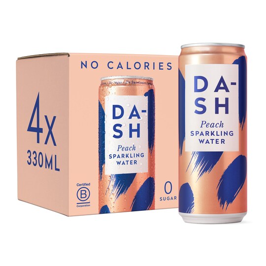 Dash Peach Infused Sparkling Water 4X330ml - Tesco Groceries