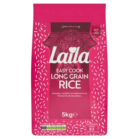 Laila Easy Cook Rice 5Kg - Tesco Groceries