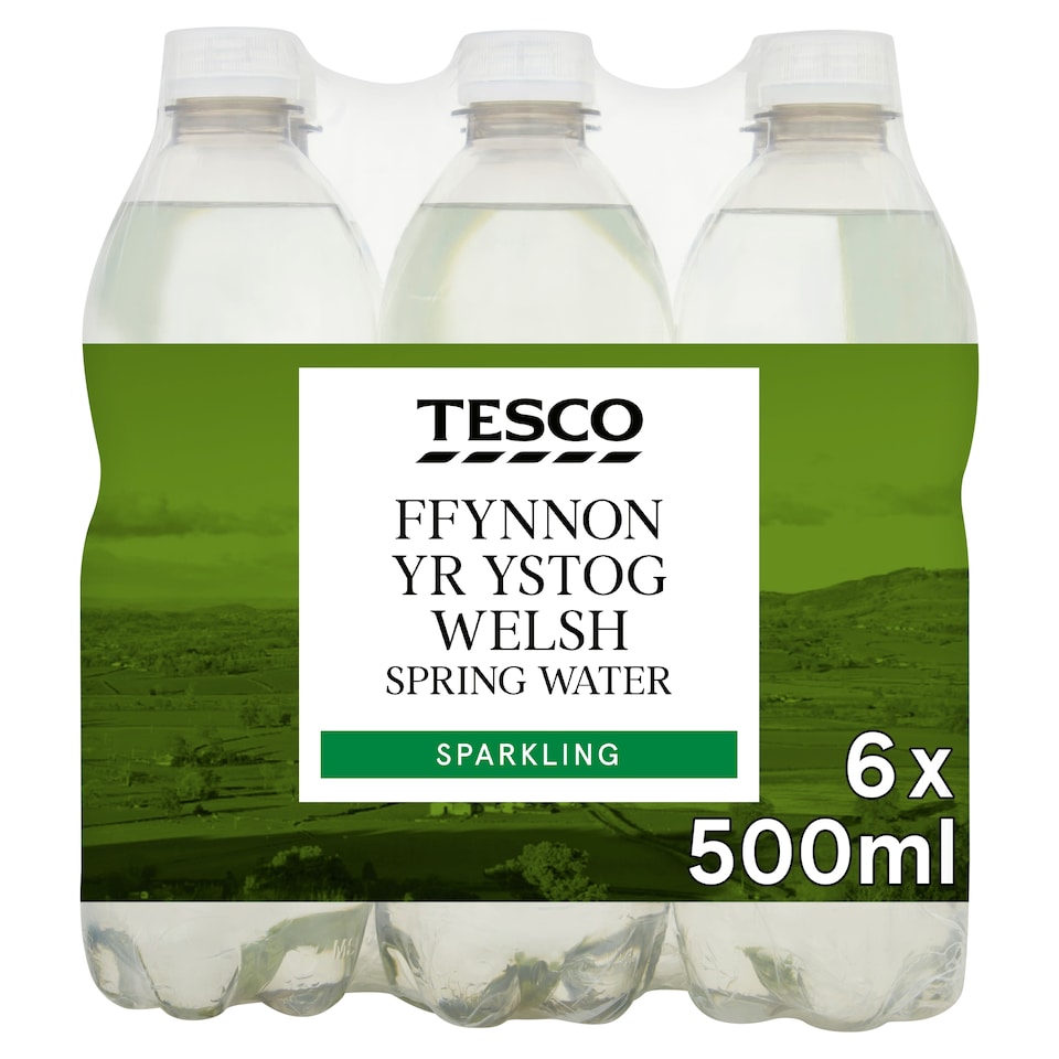 Tesco Ffynnon Yr Ystog Sparkling Water 6X500ml (L) - Tesco Groceries