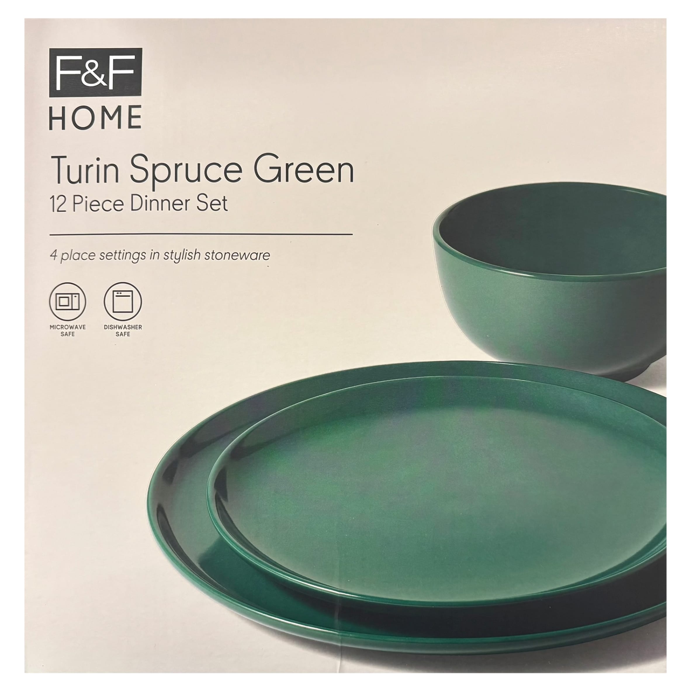 F&F Home Turin Spruce Green jídelní souprava 12 ks - Tesco Groceries