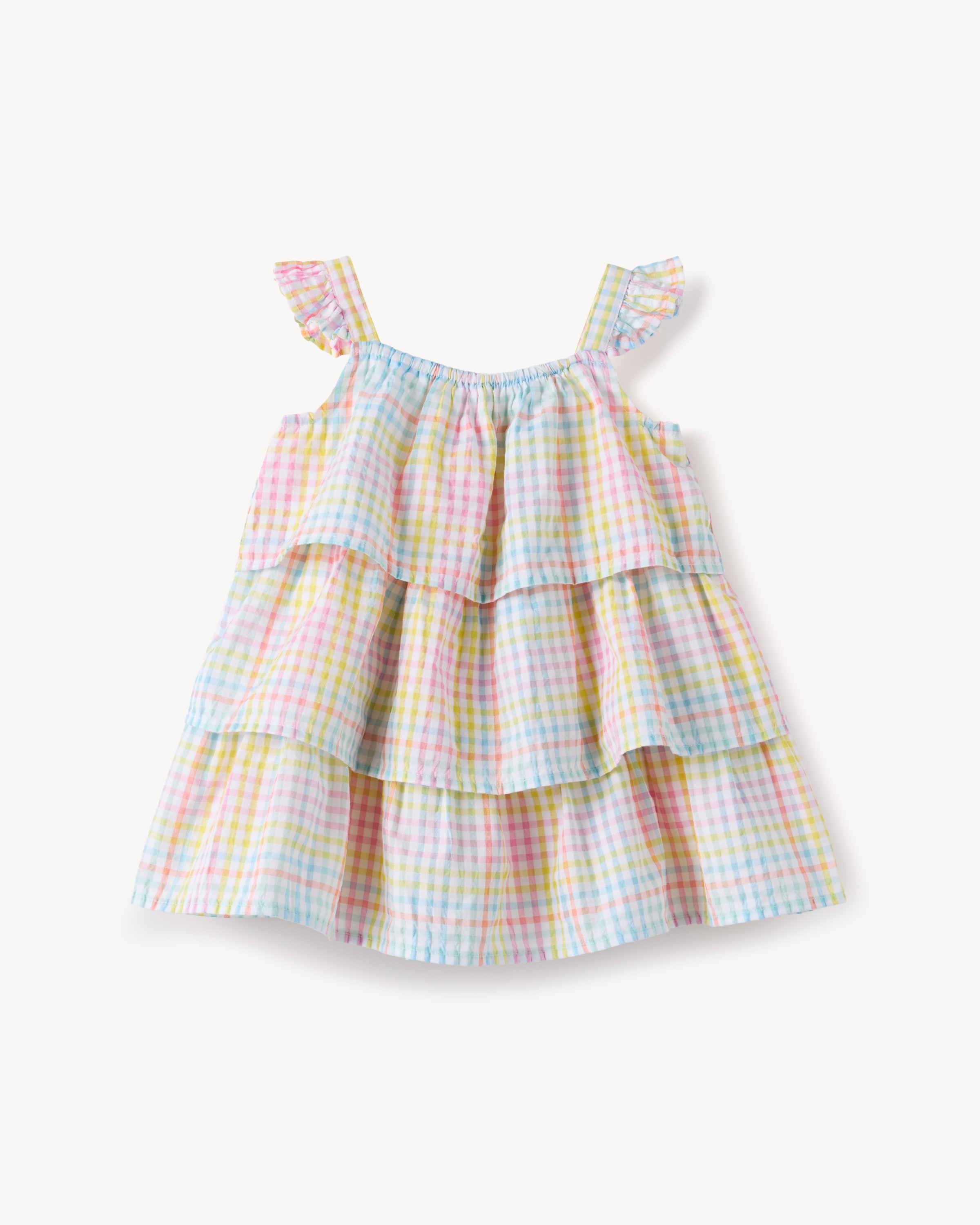 F&F Baby Cotton Rich Gingham Dress in Multi Pink - Tesco Groceries