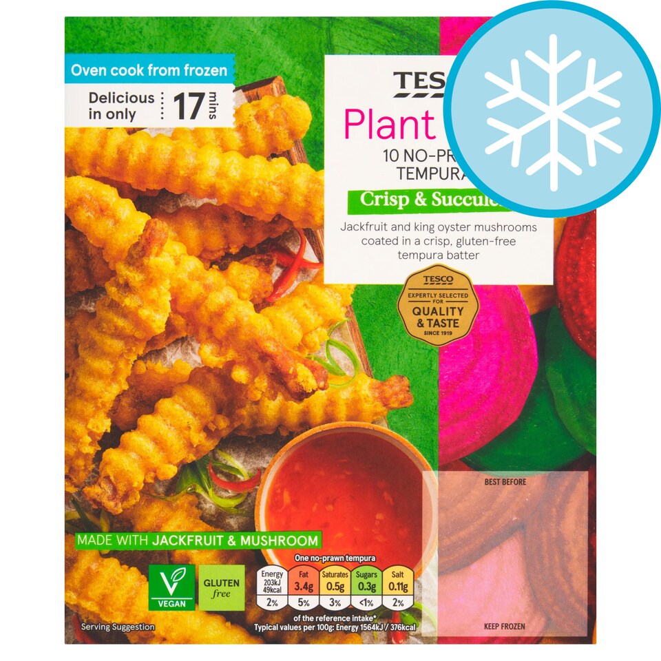 Tesco Plant Chef 10 No Prawn Tempuras 150G - Tesco Groceries