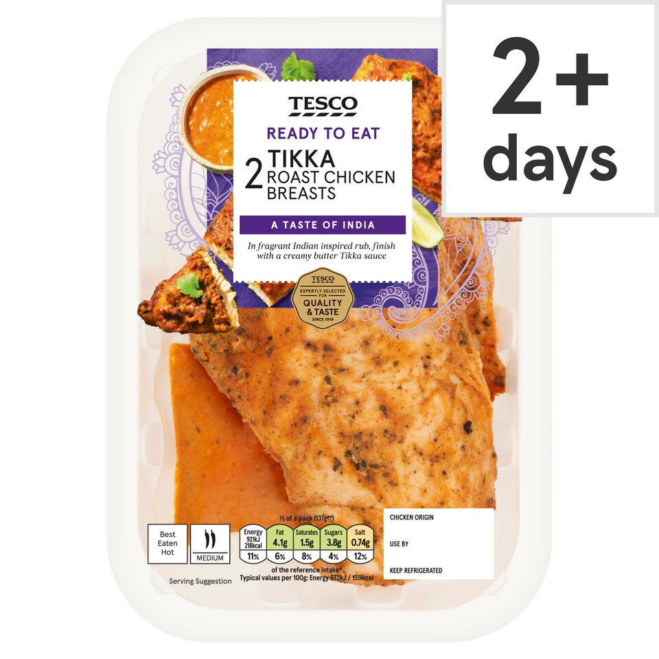 Tesco 2 Tikka Roast Chicken Breasts 300g - Tesco Groceries