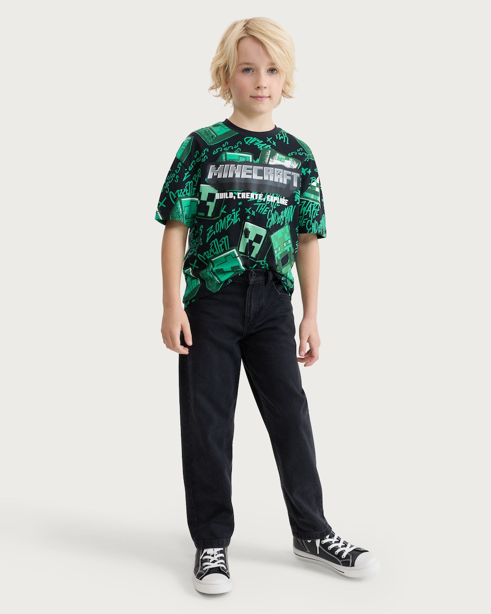 Minecraft Build Create Explore Oversized T-Shirt in Multi Black - Tesco ...