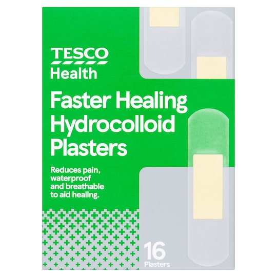 Tesco Faster Healing Plasters Hydrocolloid 16S - Tesco Groceries