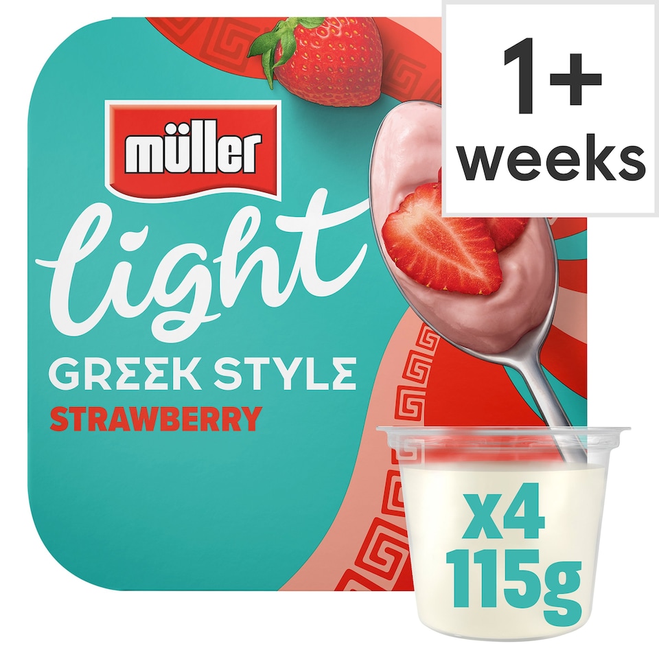 Muller Light Greek Style Strawberry Yogurt 4X115g - Tesco Groceries